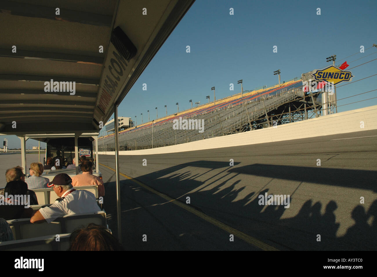 Daytona International Speedway tram tour around steep track Stock Photo ...