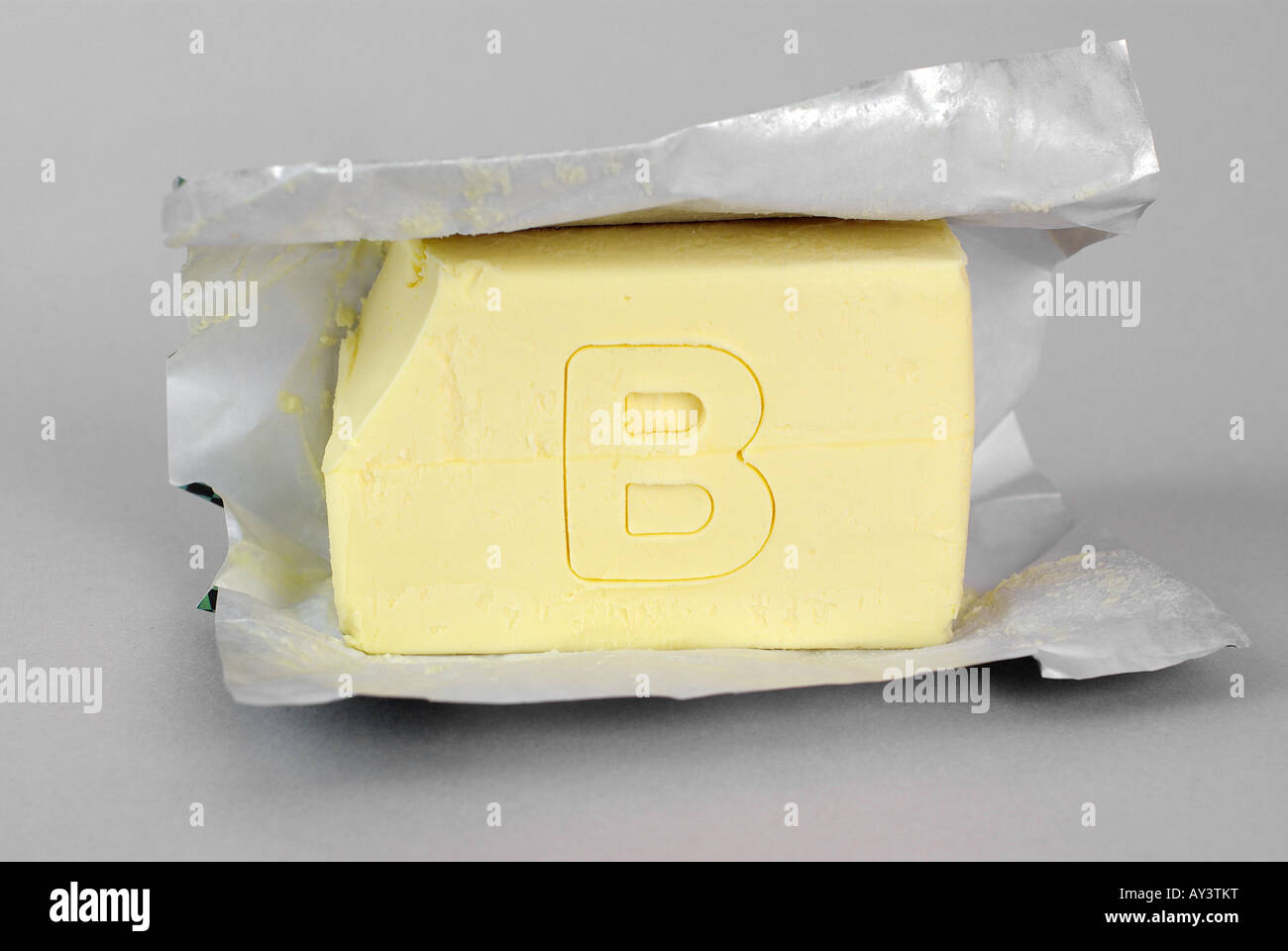Pack of Butter with letter B Stock Photo - Alamy