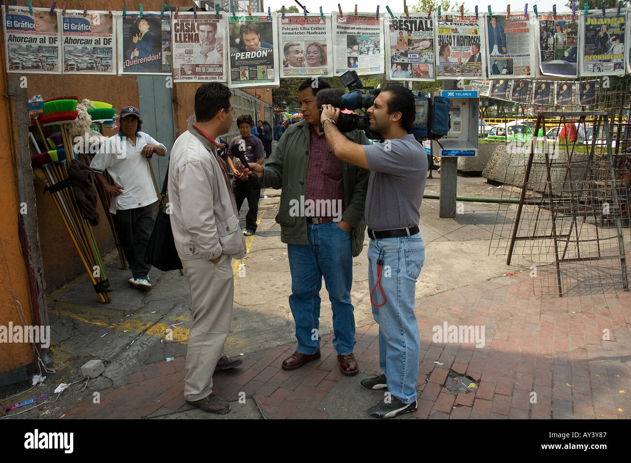 Filming Interview Interviewing Street High Resolution Stock Photography ...