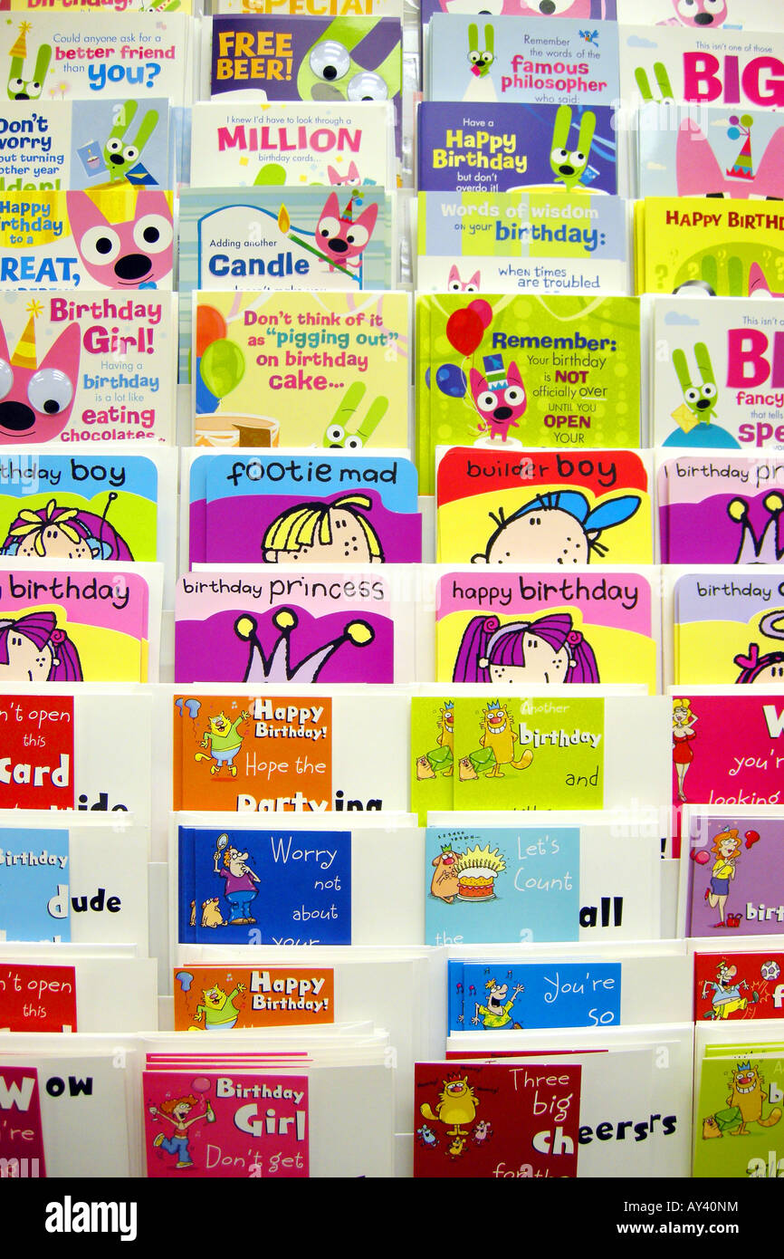 Display of greetings cards in a retail store Stock Photo - Alamy