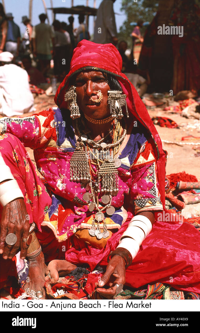India Goa Anjuna Beach Flea Market Stock Photo - Alamy