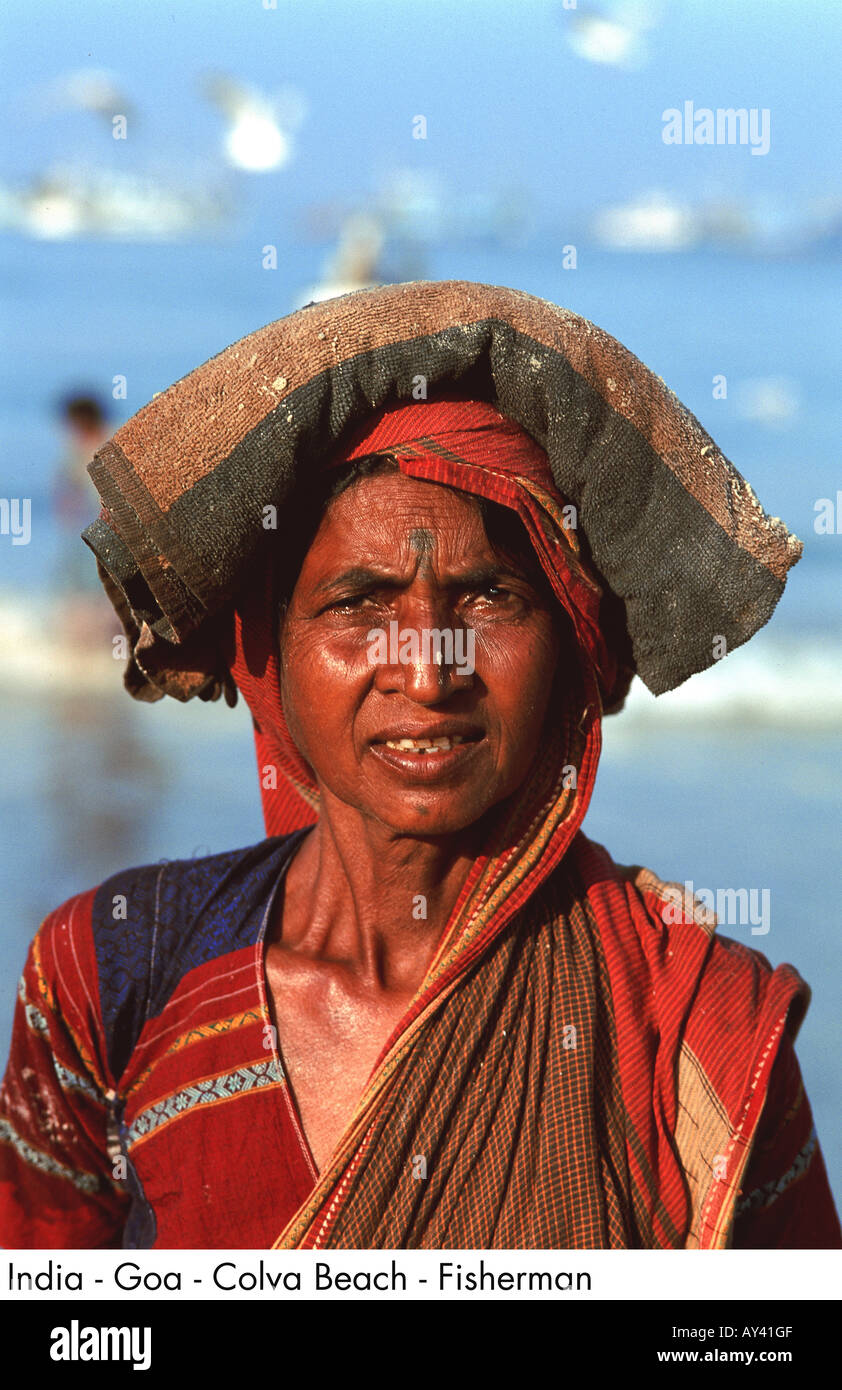 India Goa Colva Beach Fisherman Stock Photo - Alamy