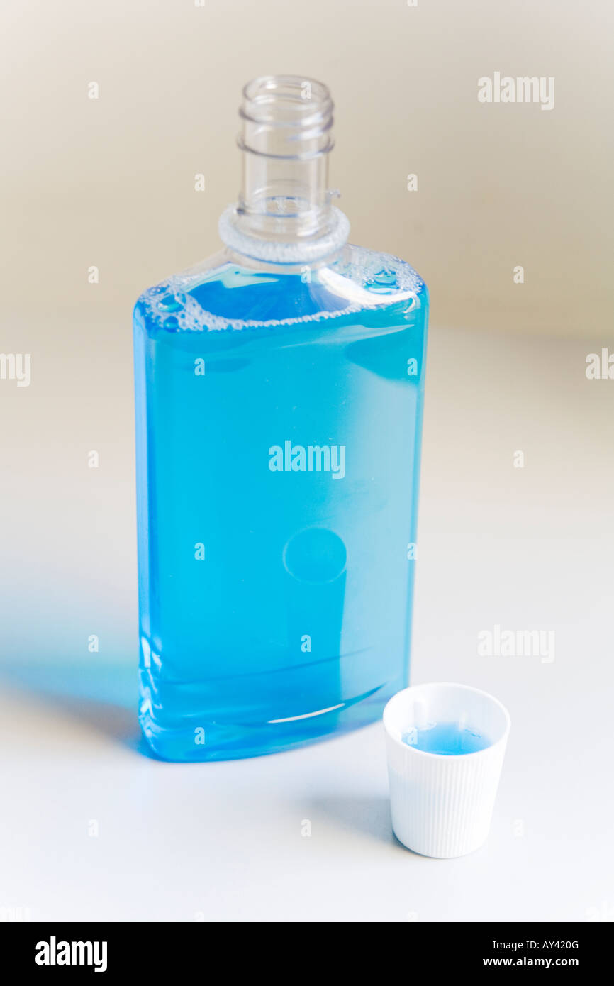 Mouthwash, Blue Mouthwash, Dental Hygiene, Bottle of Mouthwash Stock ...