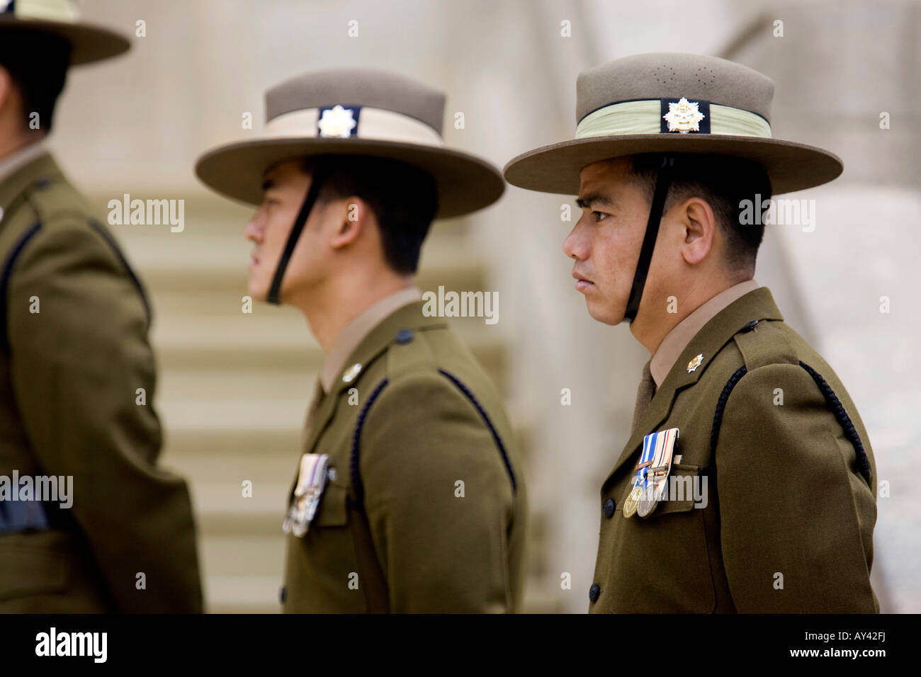 Gurkha's from the Royal Gurkha Rifles forming an honour guard on the ...
