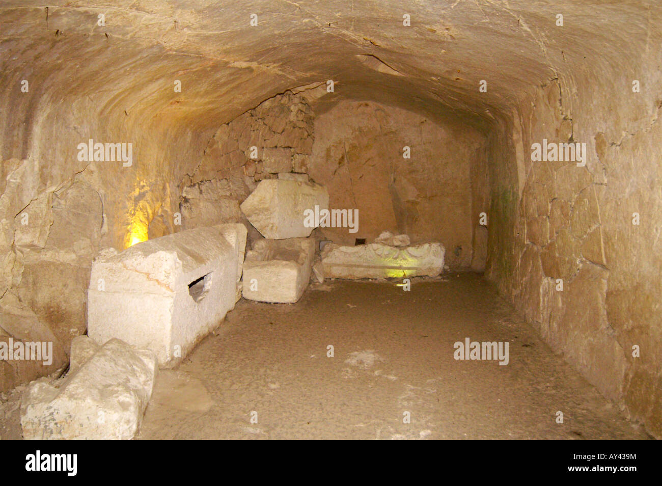 Israel Beit Shearim interior of a catacomb Stock Photo - Alamy