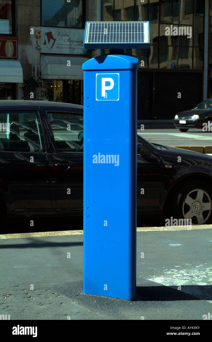 Solar powered parking meter Milan Stock Photo - Alamy