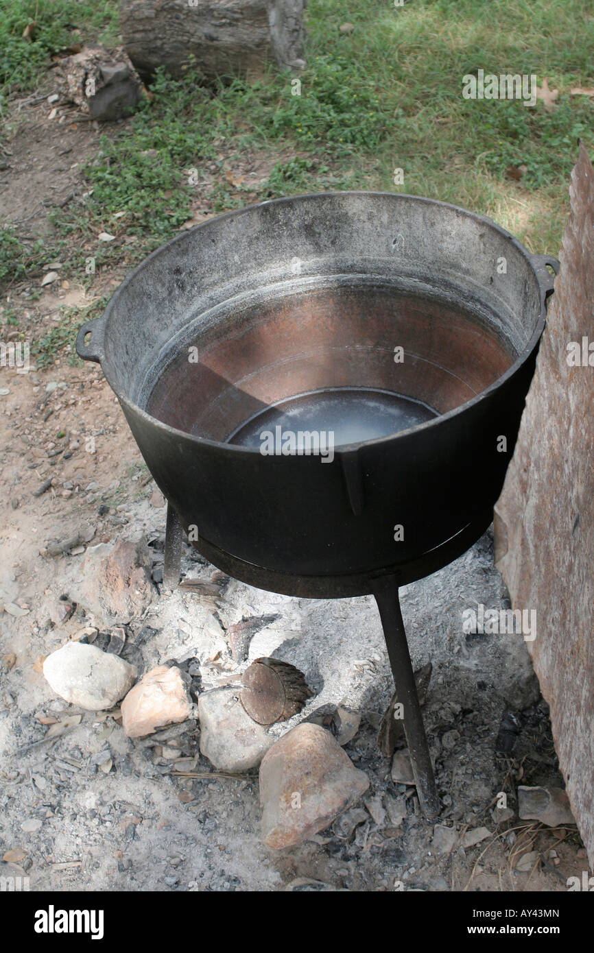 Caldron to heat wash water for laundry Historic farm on LBJ Ranch State ...