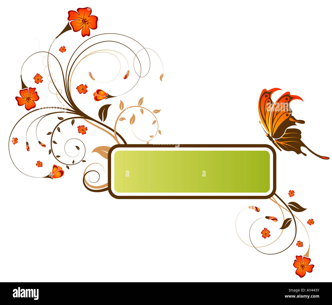 Abstract flower frame with butterfly Stock Photo - Alamy