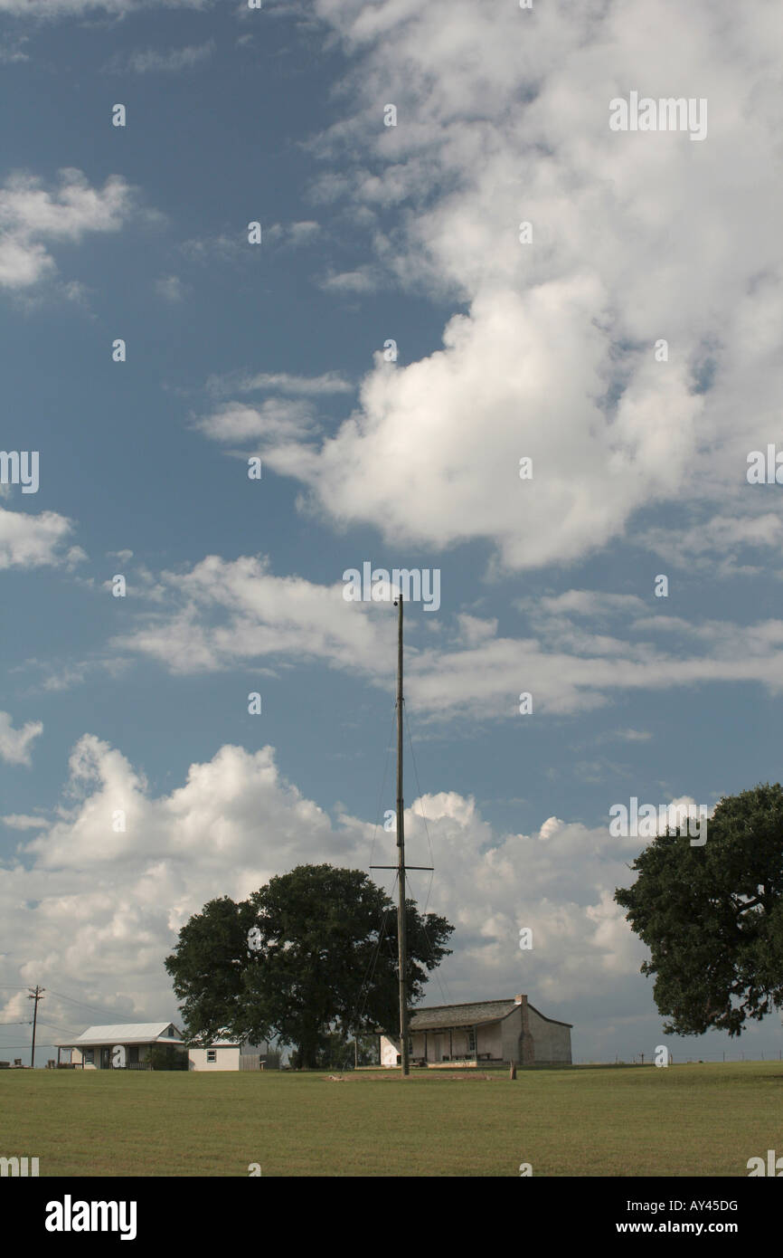 Fort Martin Scott historic site. Flagpole & Parade Ground with Officers ...