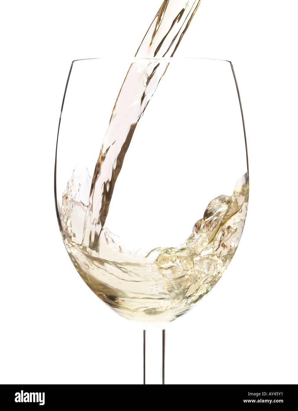 White wine pouring into a wine glass on a clear background Stock Photo ...