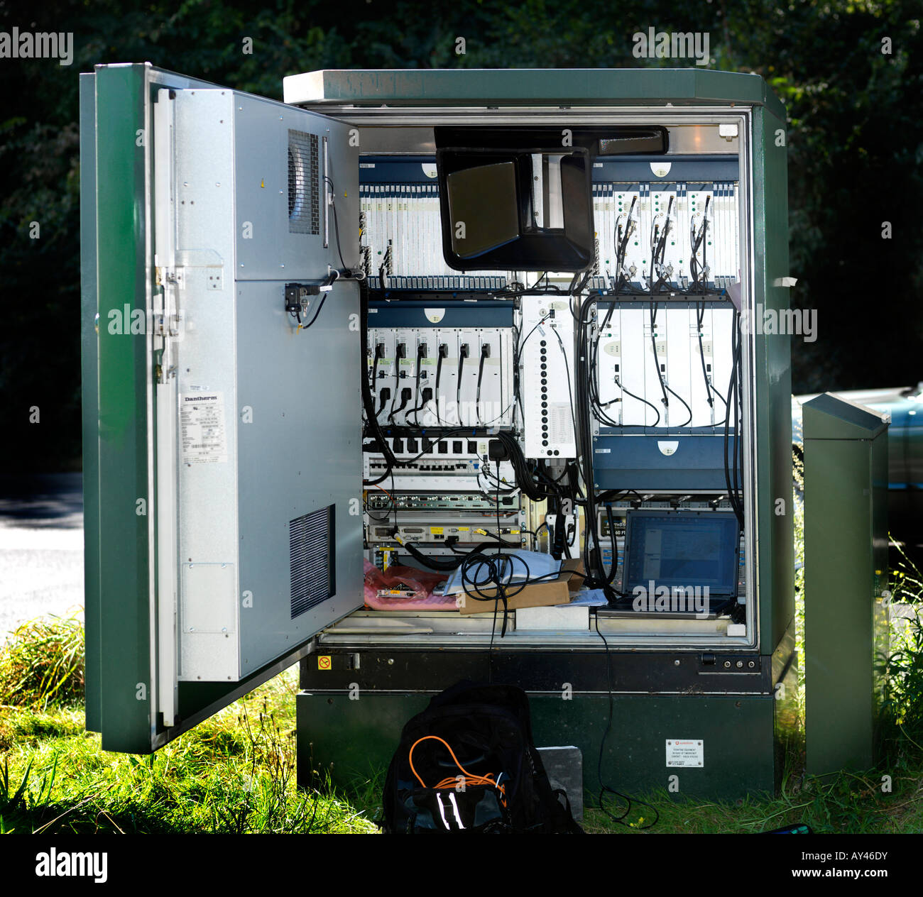 Inside the bottom of a Microwave Tower Stock Photo - Alamy