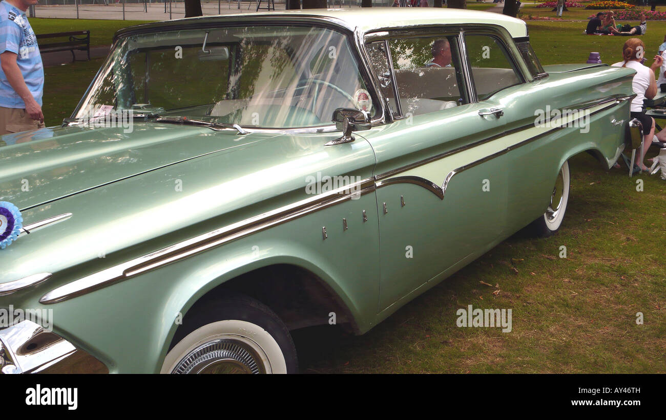 classic 1960s "edsel" american car takeing a prize at the ashfield show ...