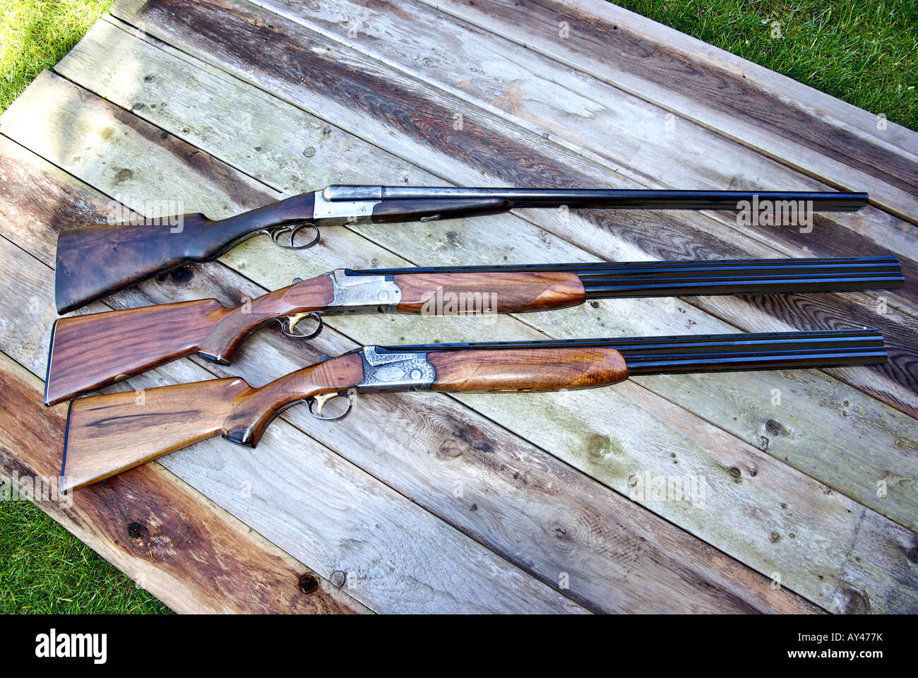 Double barrelled 12 gauge side by side and superposed shotguns Stock ...