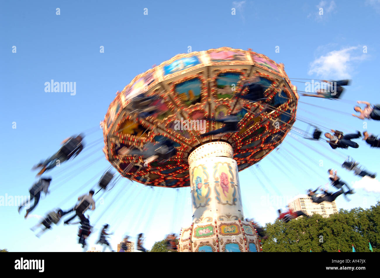 FAIRGROUND, AMUSEMENT, BLUE SKY, ENTERTAINMENT, FAIRY WHEEL Stock Photo ...