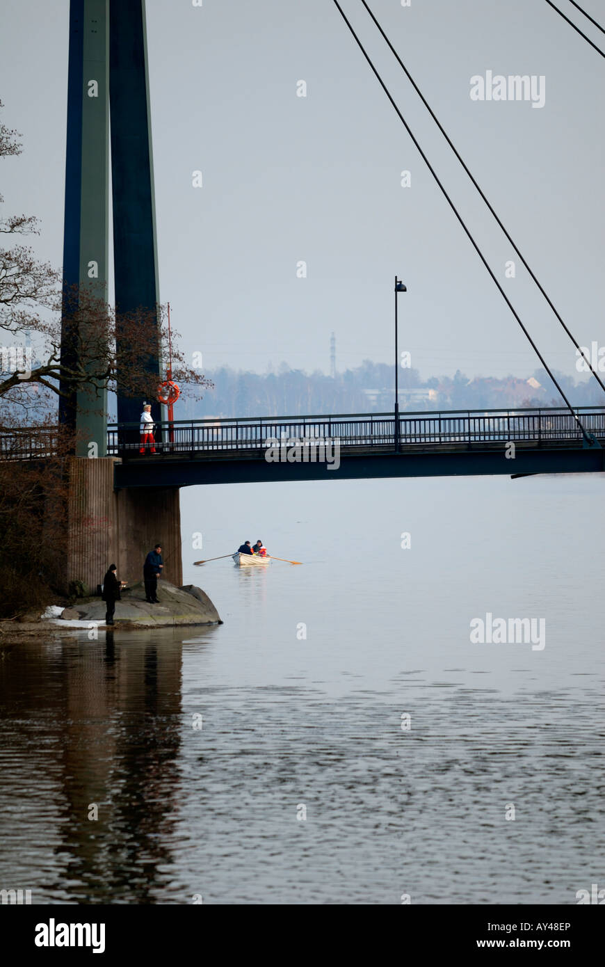 The Finnish spring hobbies, fishing, walking, rowing, Helsinki, Finland ...