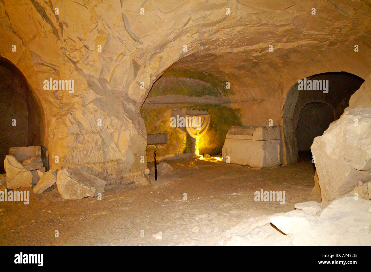Israel Beit Shearim interior of a catacomb Stock Photo - Alamy