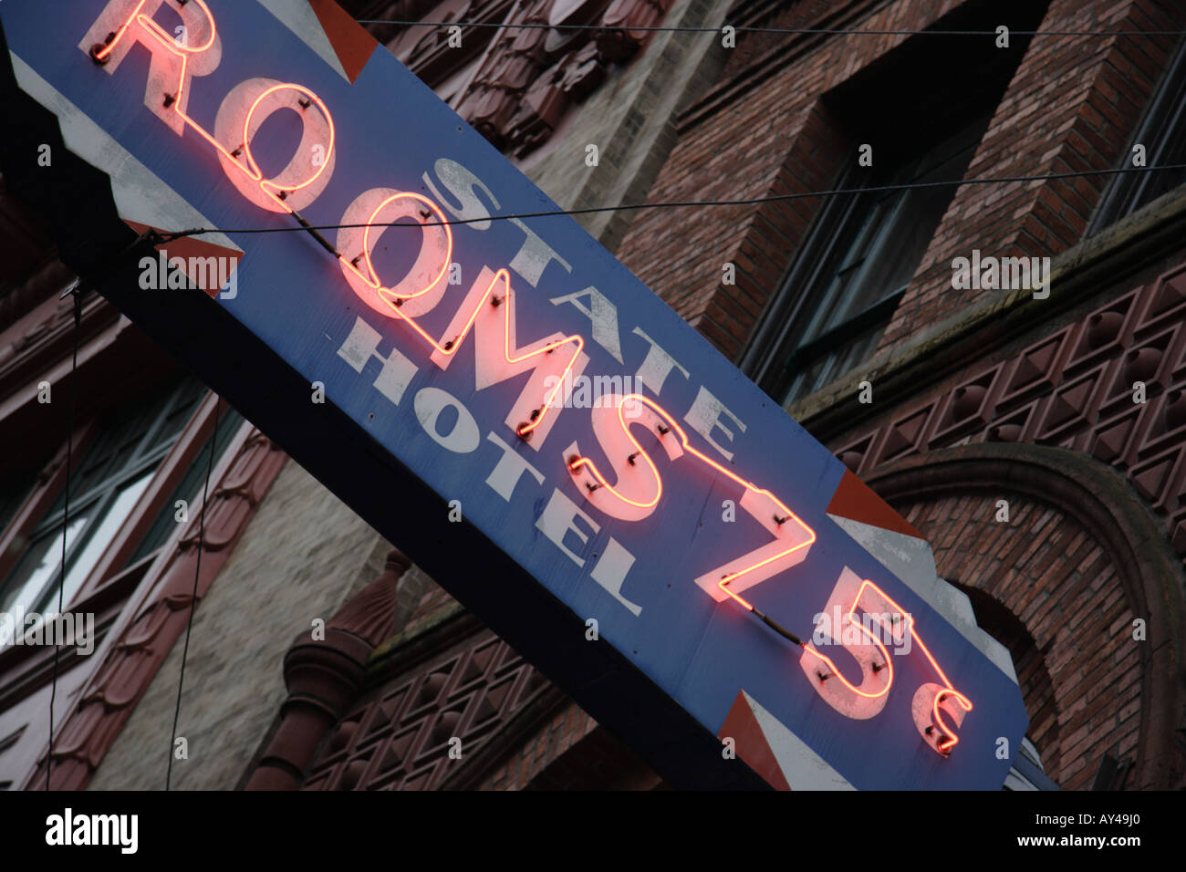 Old neon hotel sign in Seattle Stock Photo - Alamy