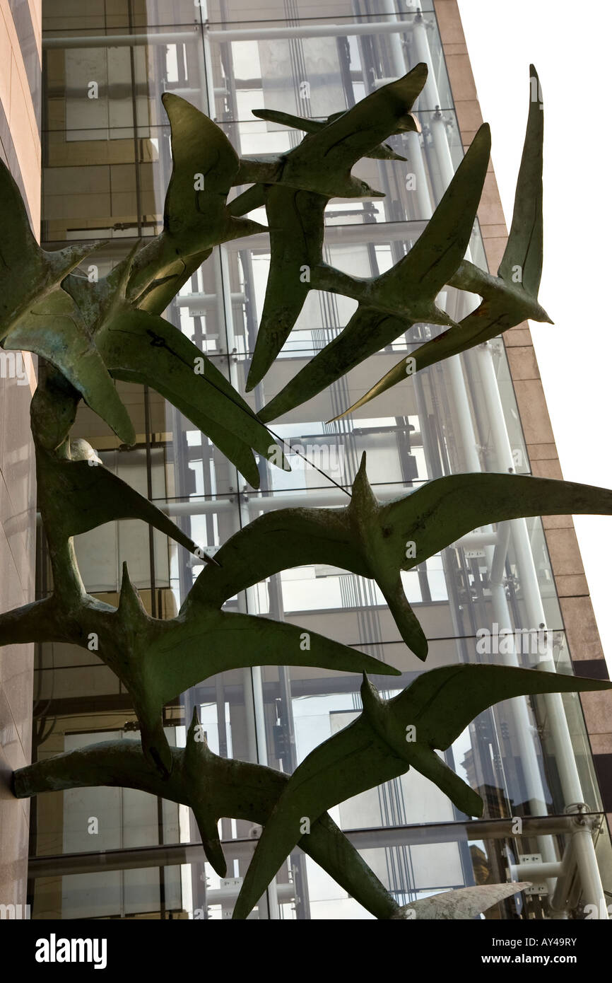 Bronze Bird sculpture on office building City Square Leeds West ...