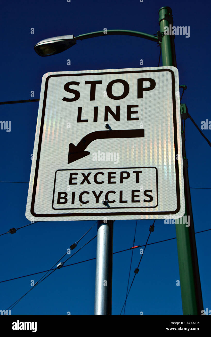 Car stop line sign at controlled intersection Stock Photo - Alamy