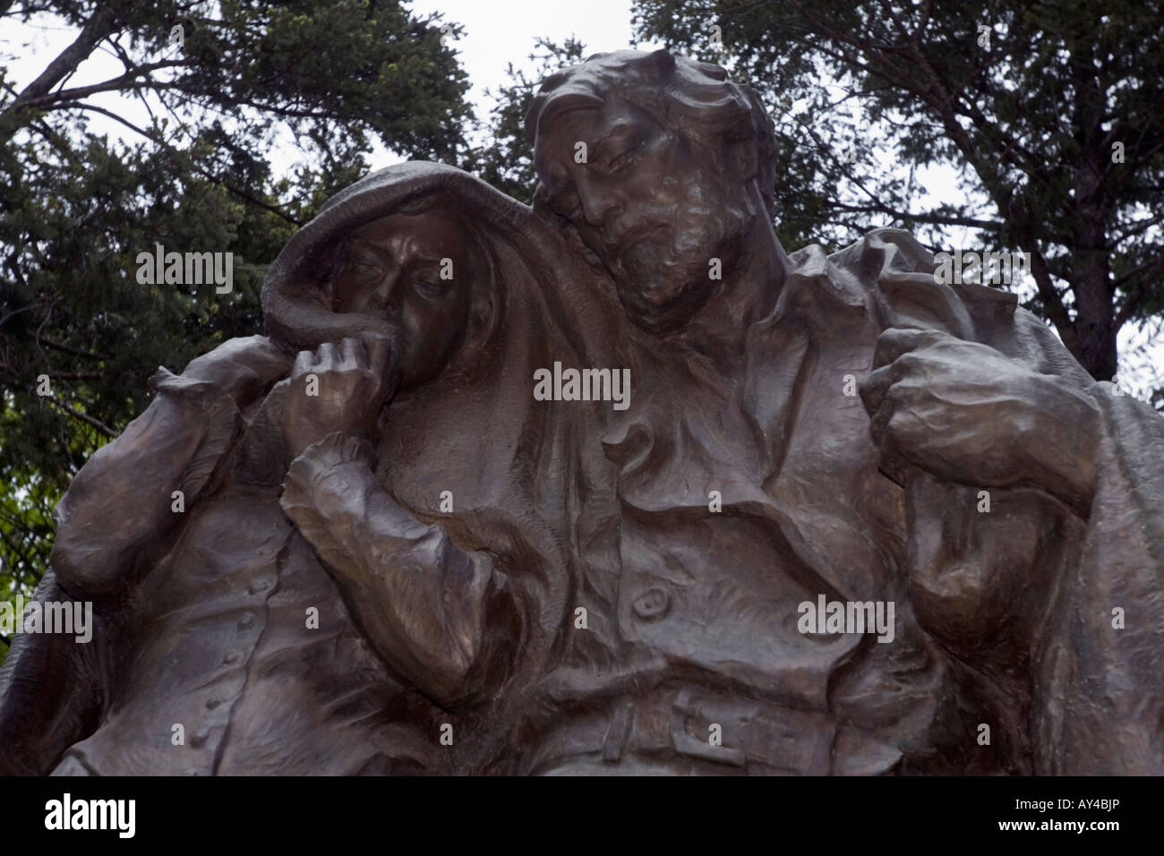 Statue at the Mormon Trail Center at Historic Winter Quarters cemetery ...