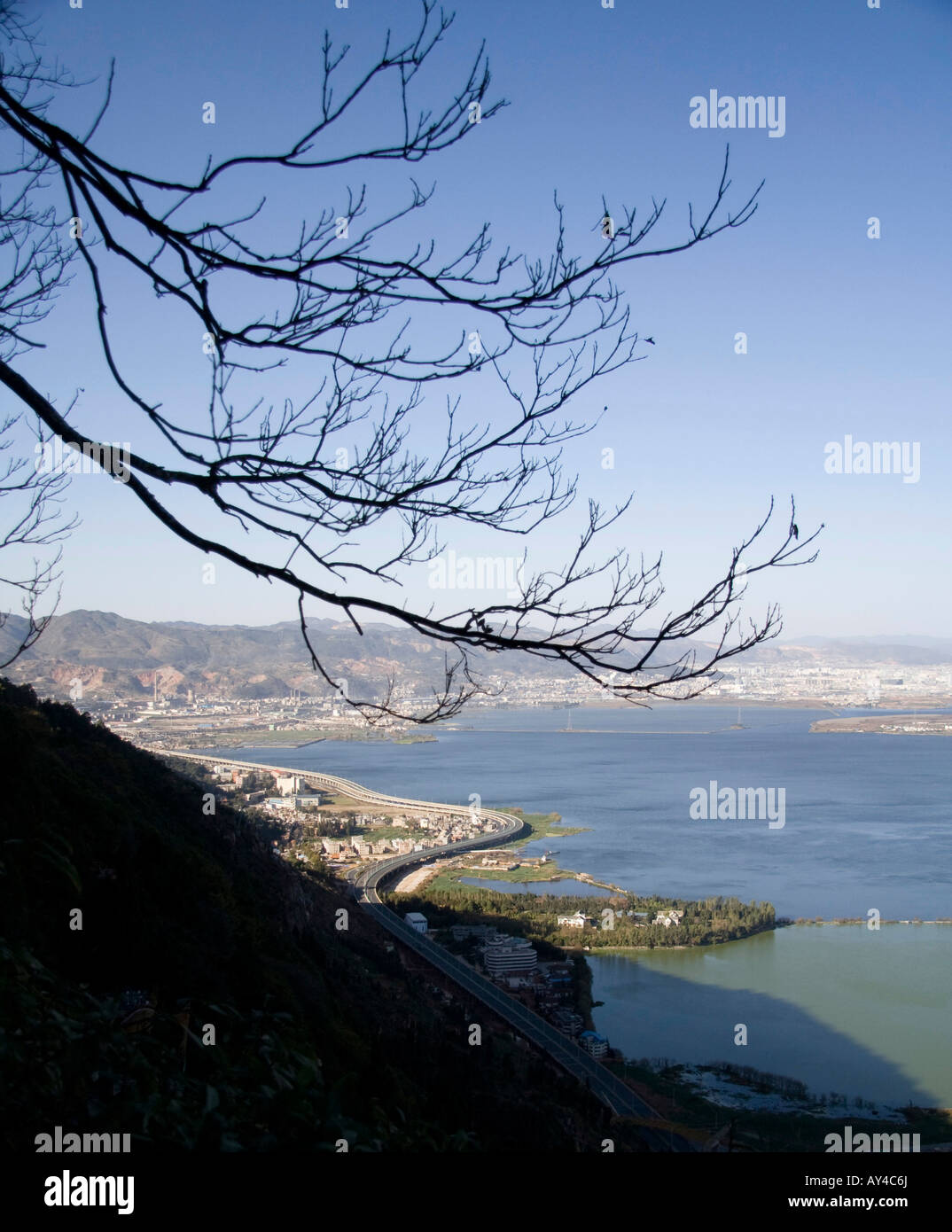 Paranomic view of the Dianchi lake from Longmen (Dragon Gate) Kunming ...
