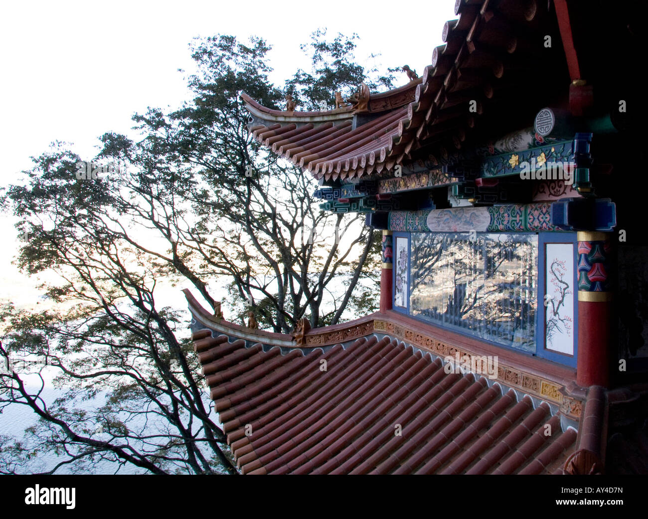 View of roof top of a pavilion at Longmen (Dragon Gate) Kunming China ...