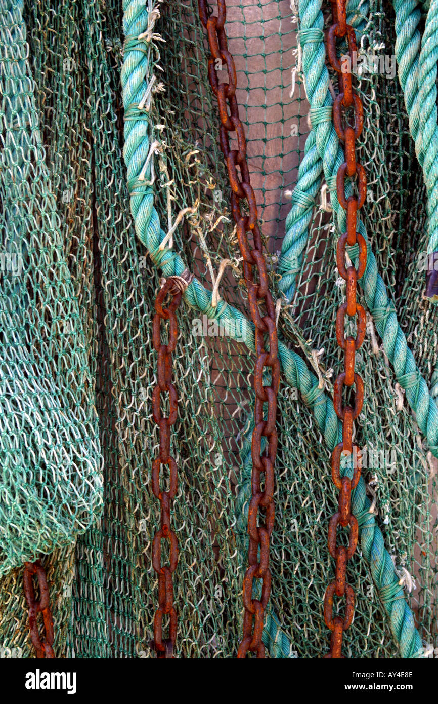 Fishnets on a fishing boat in Oregon Stock Photo - Alamy