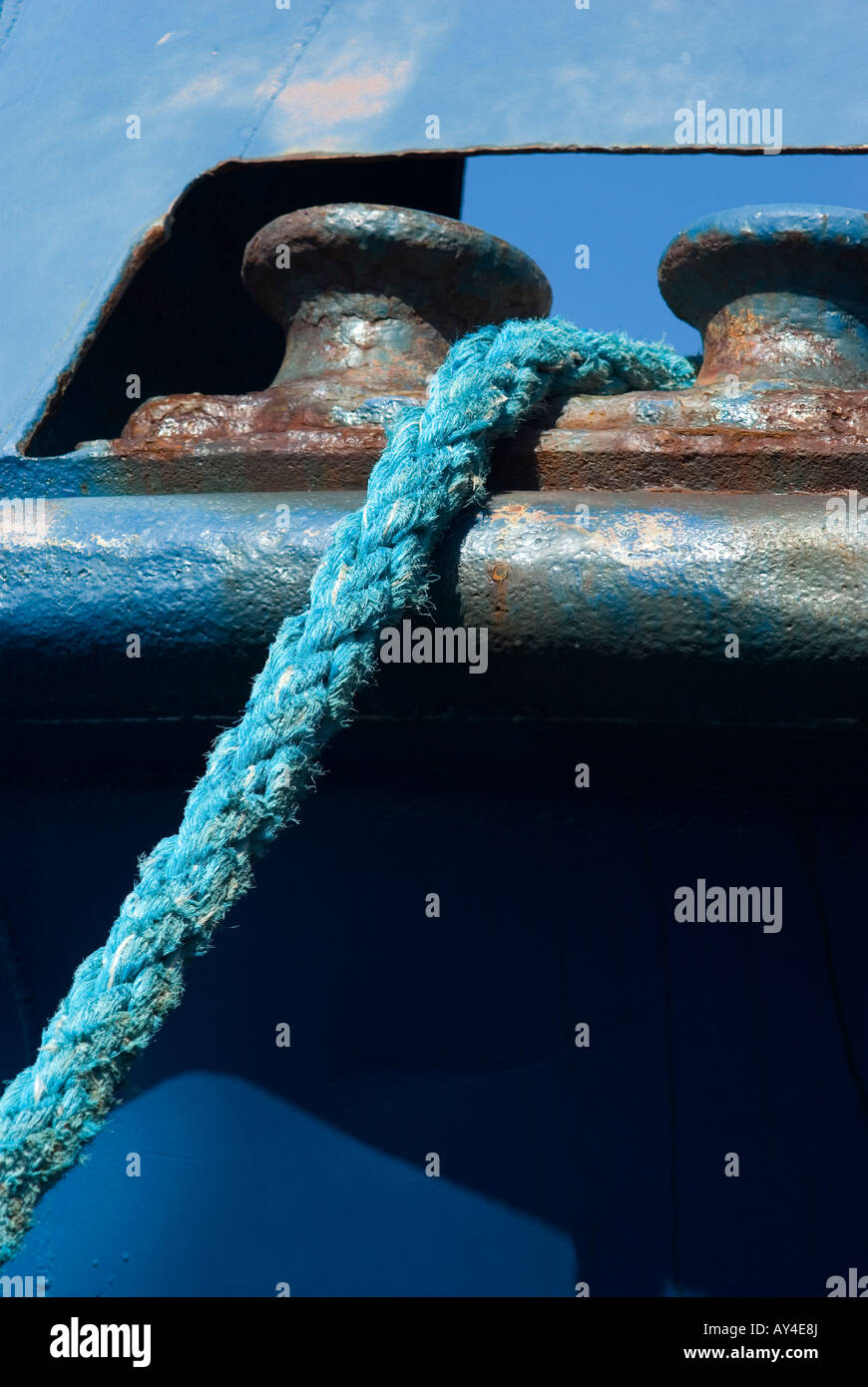 blue rope blue ship Stock Photo - Alamy