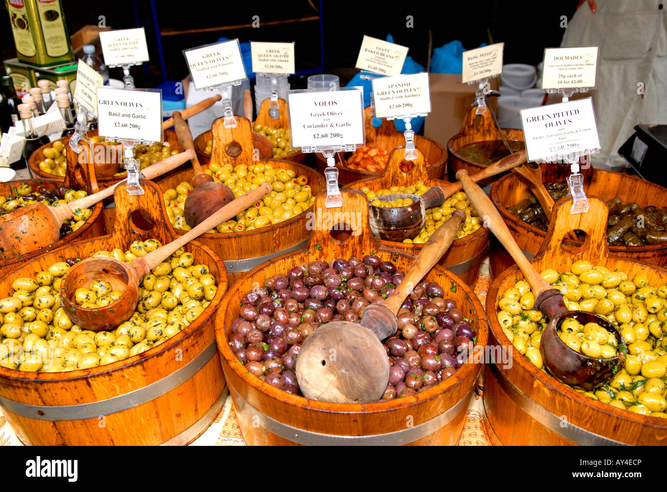 London Borough Market , green black greek spanish queen volos & olives ...