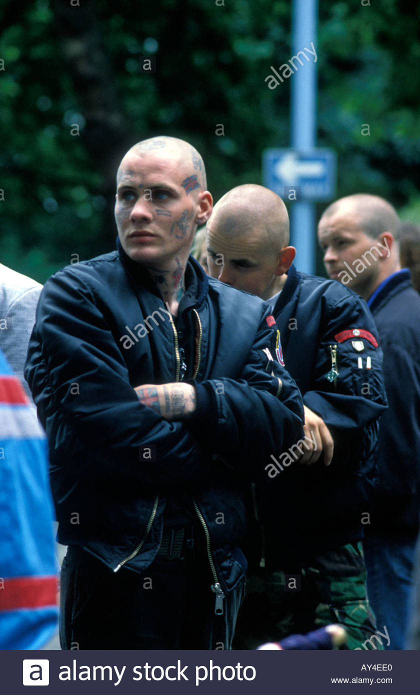 Skinheads on National Front rally London June 1988 UK Stock Photo ...