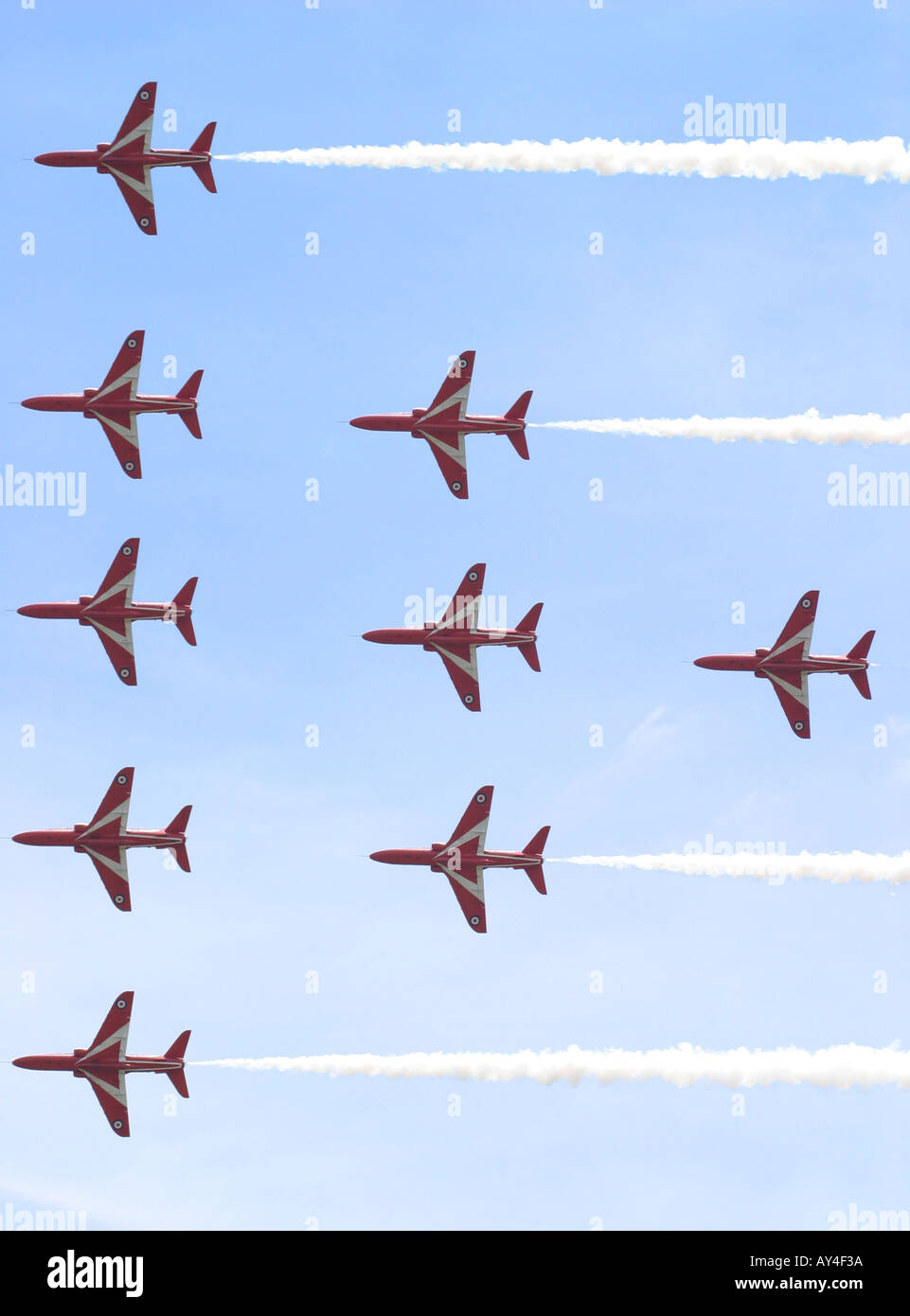 Red Arrows RAF display team in Delta formation Stock Photo - Alamy