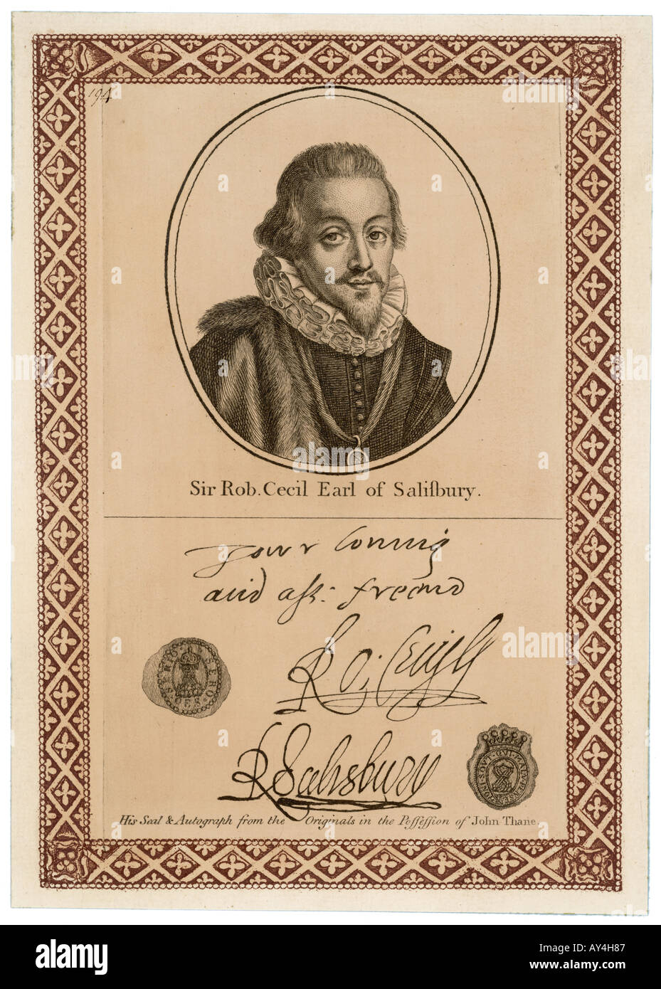 Robert Cecil Autograph Stock Photo - Alamy