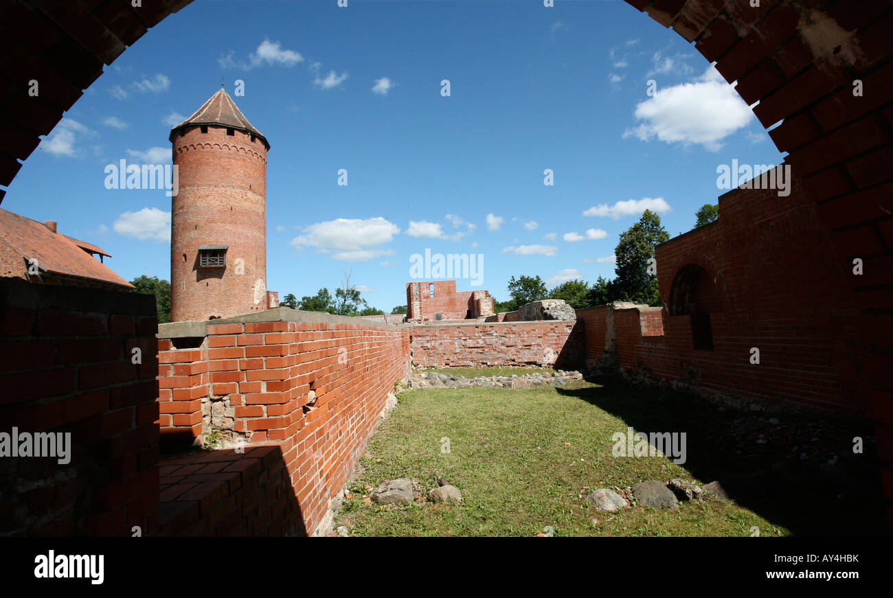 Courtyard of very old castle tower Stock Photo - Alamy