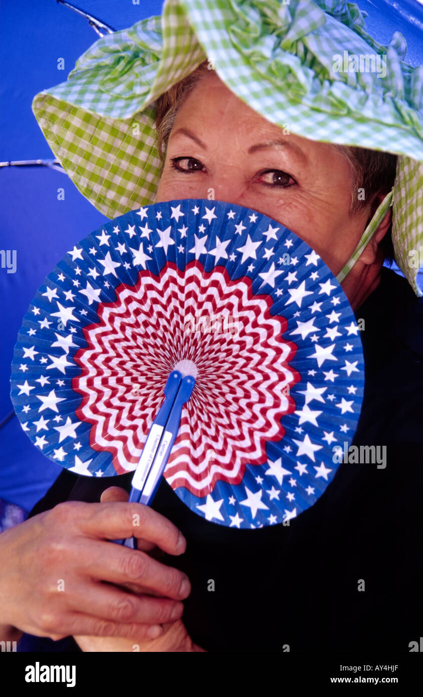 MR 617 Shy patriot Fanny Sanders with a star-spangled fan, at the 4th ...