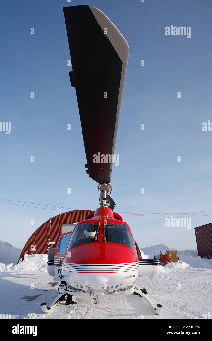 Helicopter at Constable Point, East Greenland Stock Photo - Alamy