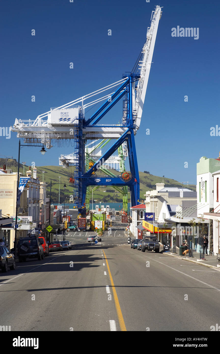 Main Street and Container Crane Port Chalmers Otago Harbour Dunedin ...