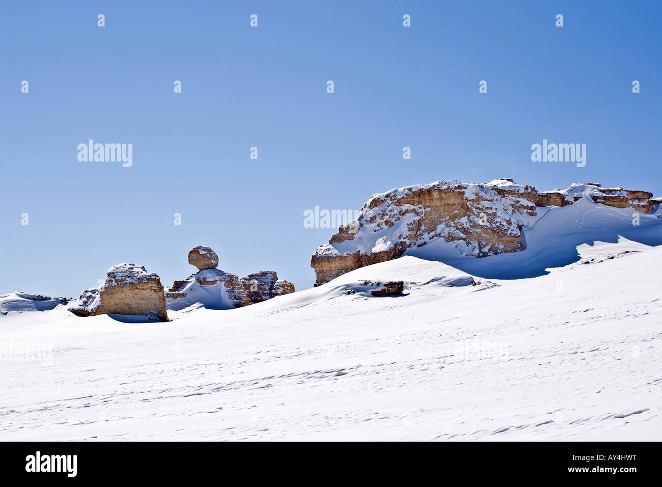 Snow-covered granite rock formation in the Big Horn Mountains of ...