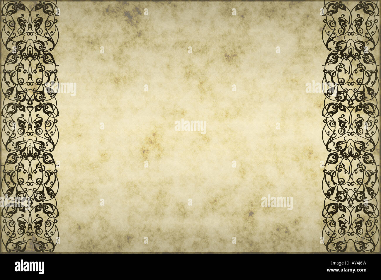 old rough paper or parchment with floral rose design Stock Photo - Alamy