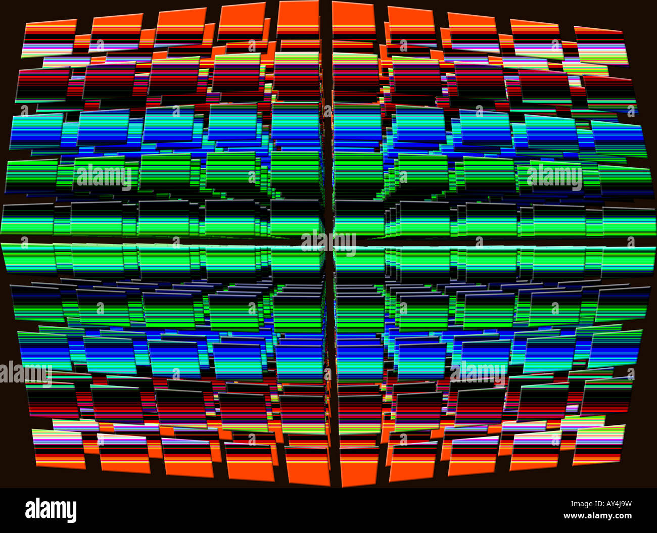 The Multi colored Grid on white background with layers extending ...