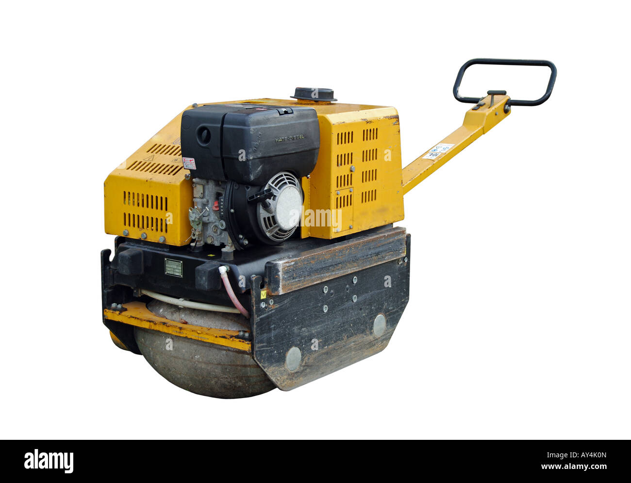 Small steam roller isolated on white Stock Photo - Alamy