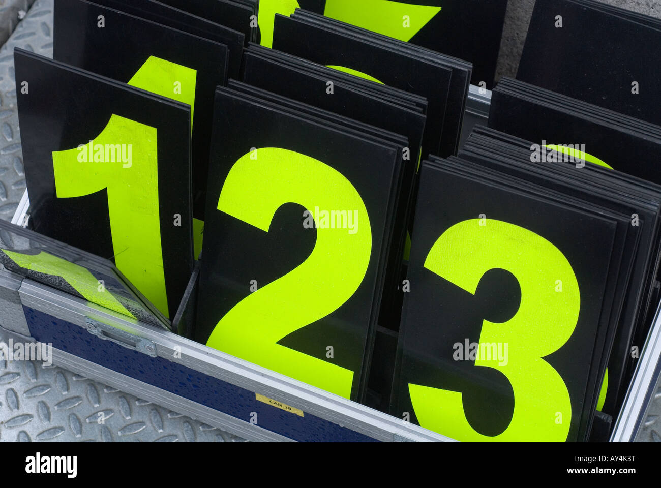 Numbers box at the Formula 1 testing sessions on the Circuit de ...