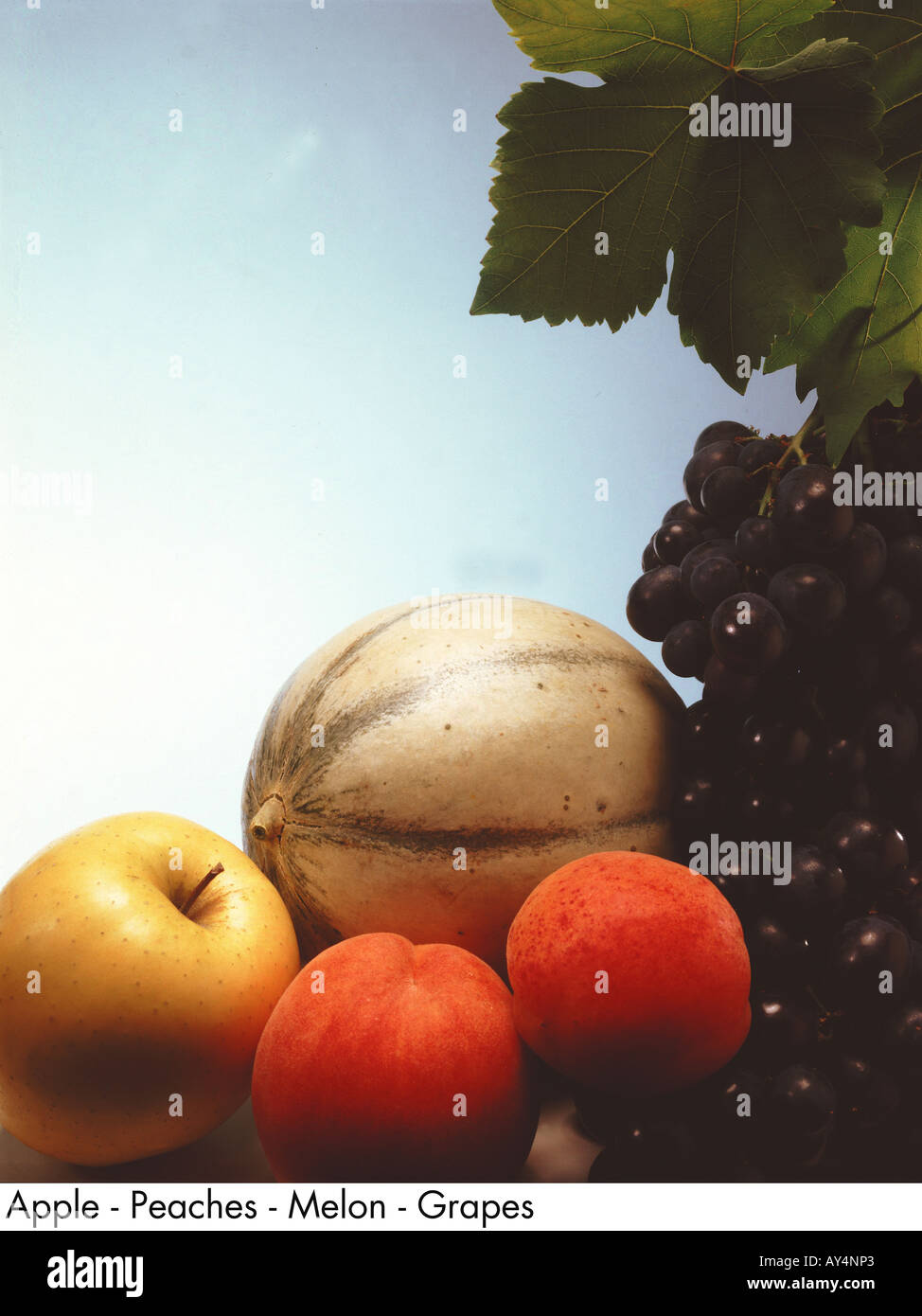 Apple Peaches Melon Stock Photo - Alamy