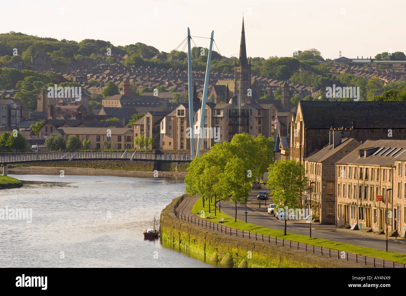 View of Lancaster Lancashire with the River Lune St George s Quay ...