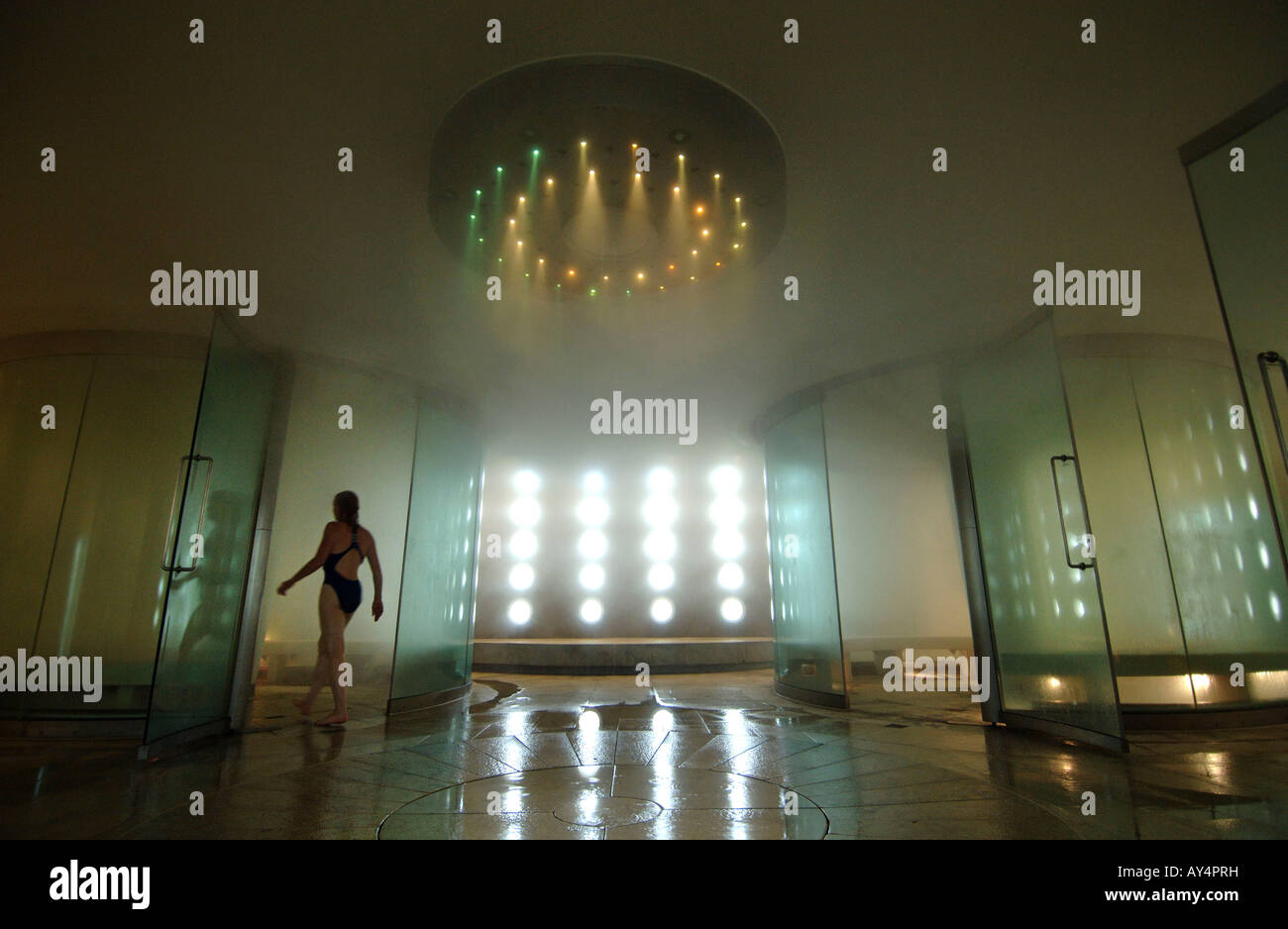 Bath the Aroma steam rooms and waterfall shower of the Thermea Spa ...