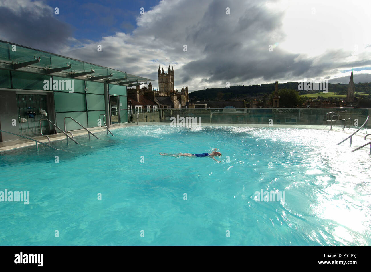 Bath the rooftop swimmingpool of the Thermea Spa Stock Photo - Alamy