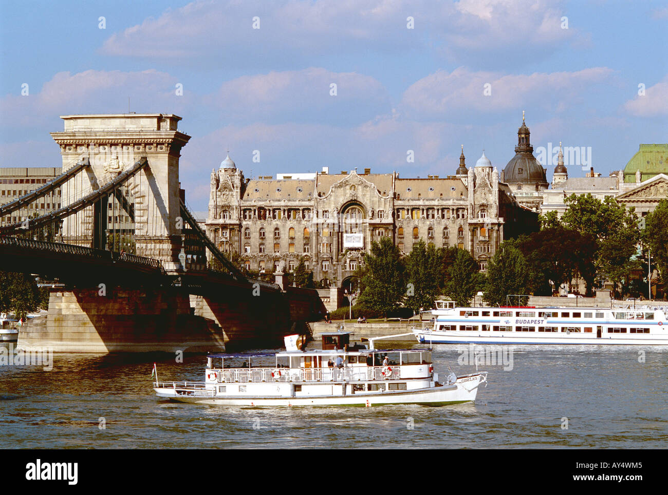 Hungary Pest View of Pest and the Chains Bridge Stock Photo - Alamy