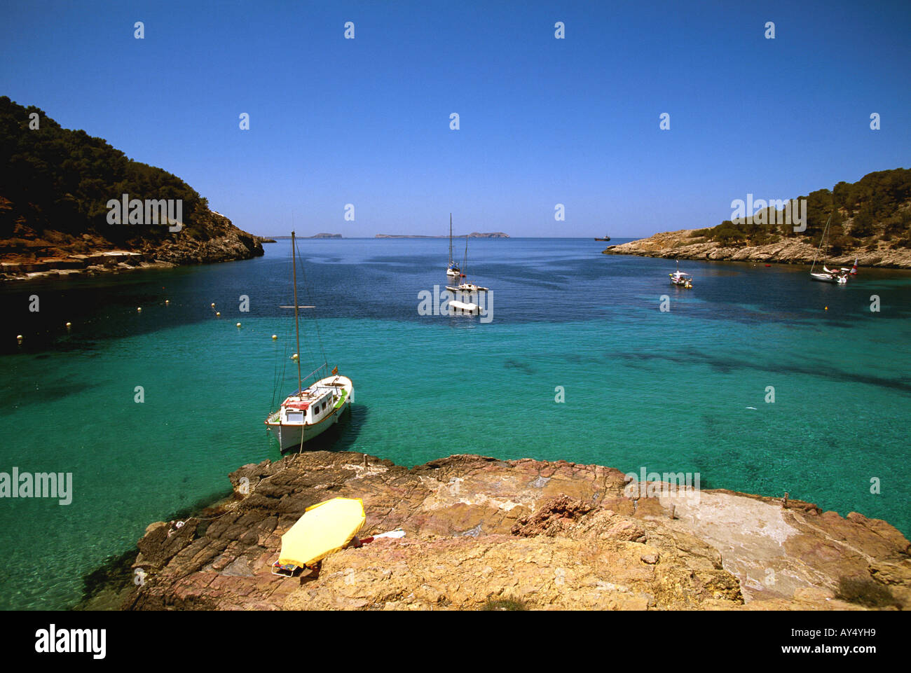 Spain The Balearics Ibiza Cala Vedella Stock Photo - Alamy