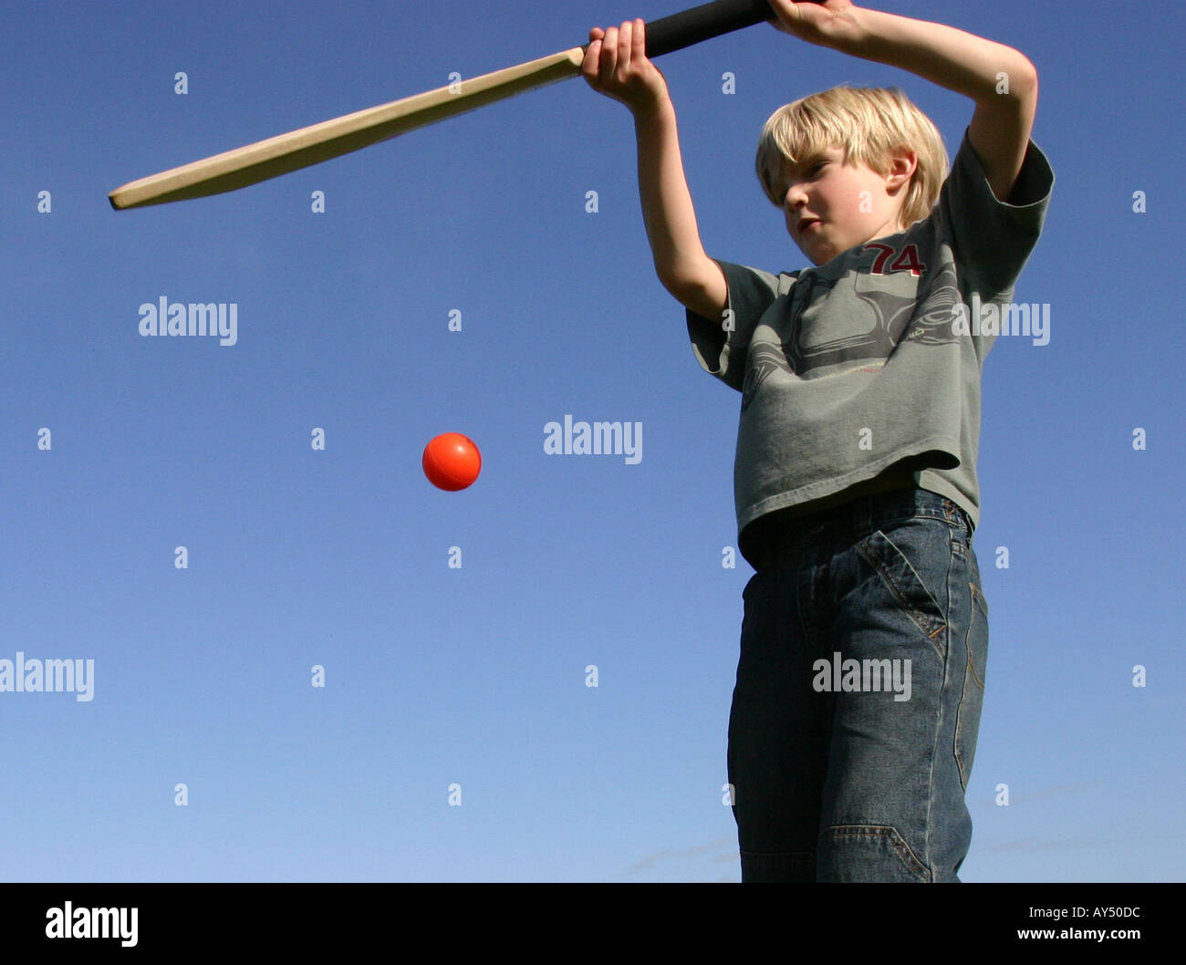 Boy playing cricket Stock Photo - Alamy