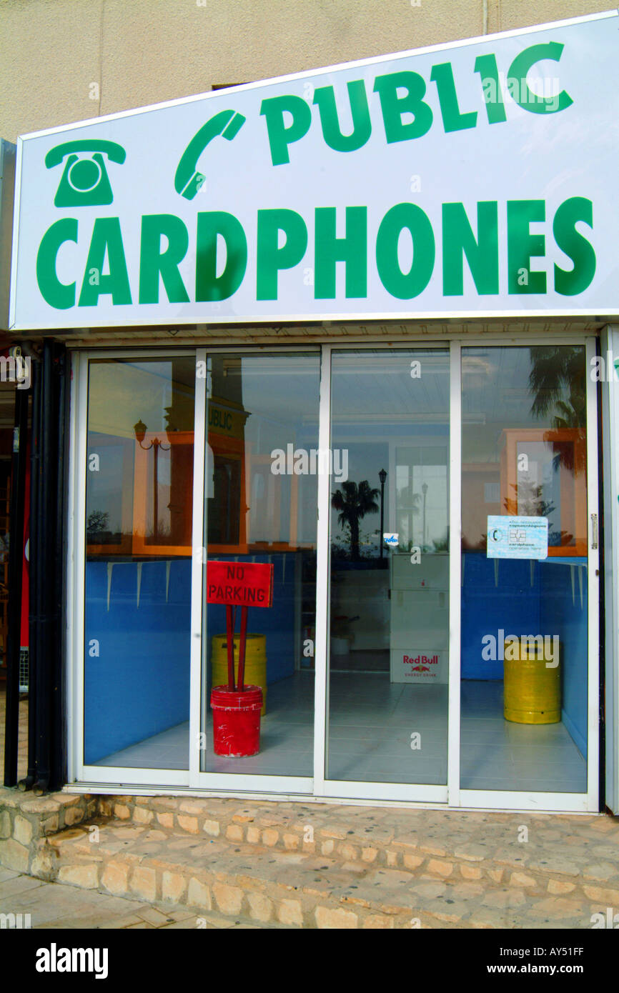 card phones communicate cyprus ayia napa Stock Photo - Alamy