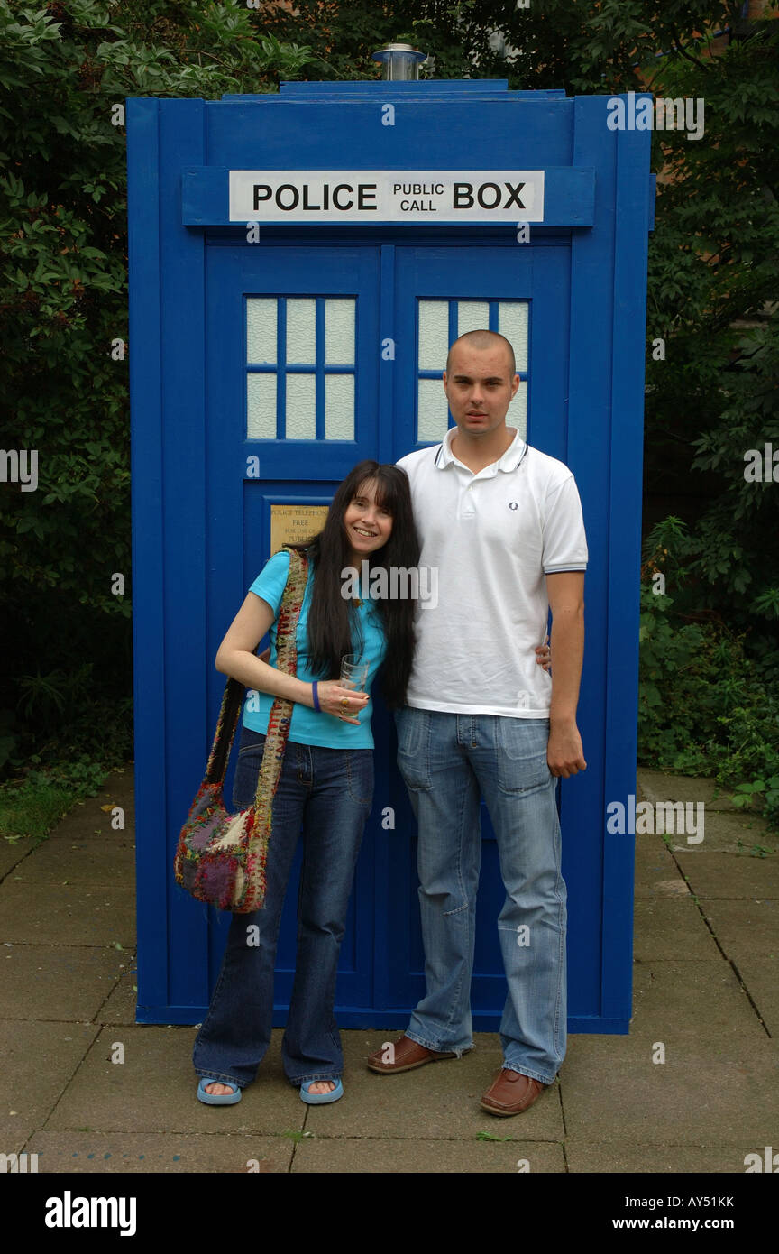 blue police public call box, England, UK Stock Photo - Alamy